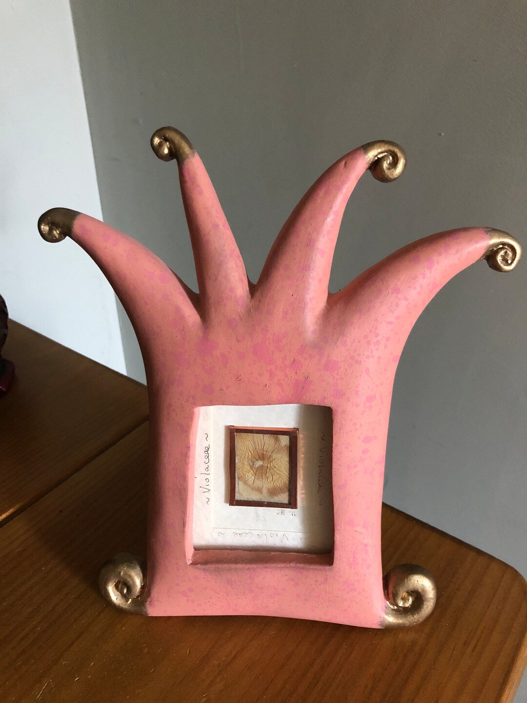 Vintage 1990s Sally Bourne Jester Design Photo Picture Frame Peach Gold ...