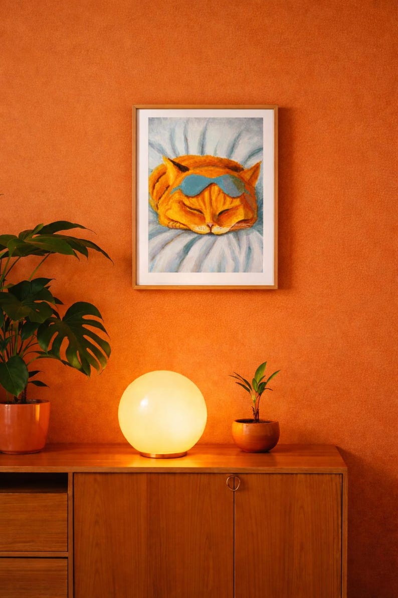Cat Wearing Sleeping Mask – A4 & A3 Wall Art Print for Cat Lovers - Etsy