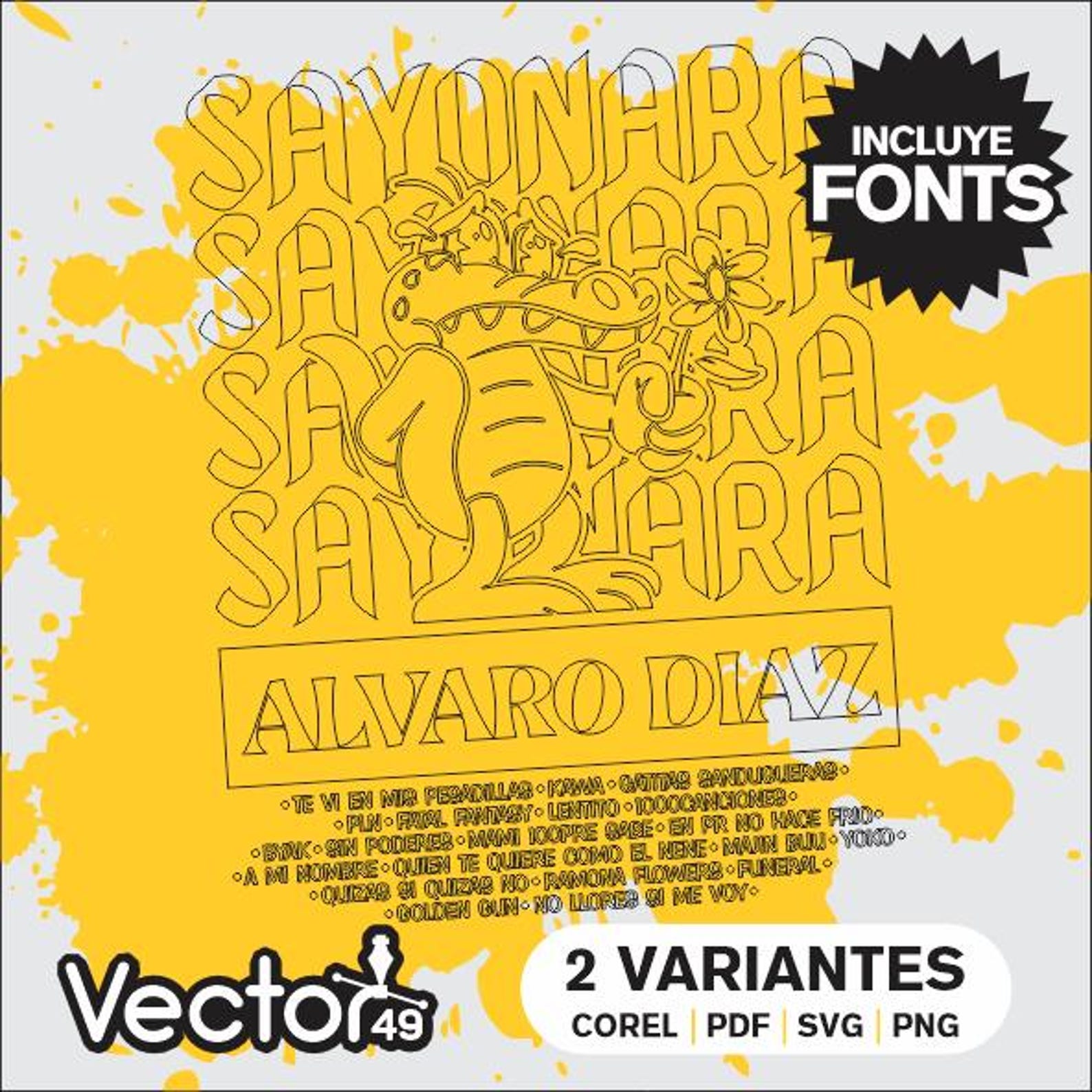 Sayonara Álvaro Díaz T-shirt Design (vector Files) - Etsy