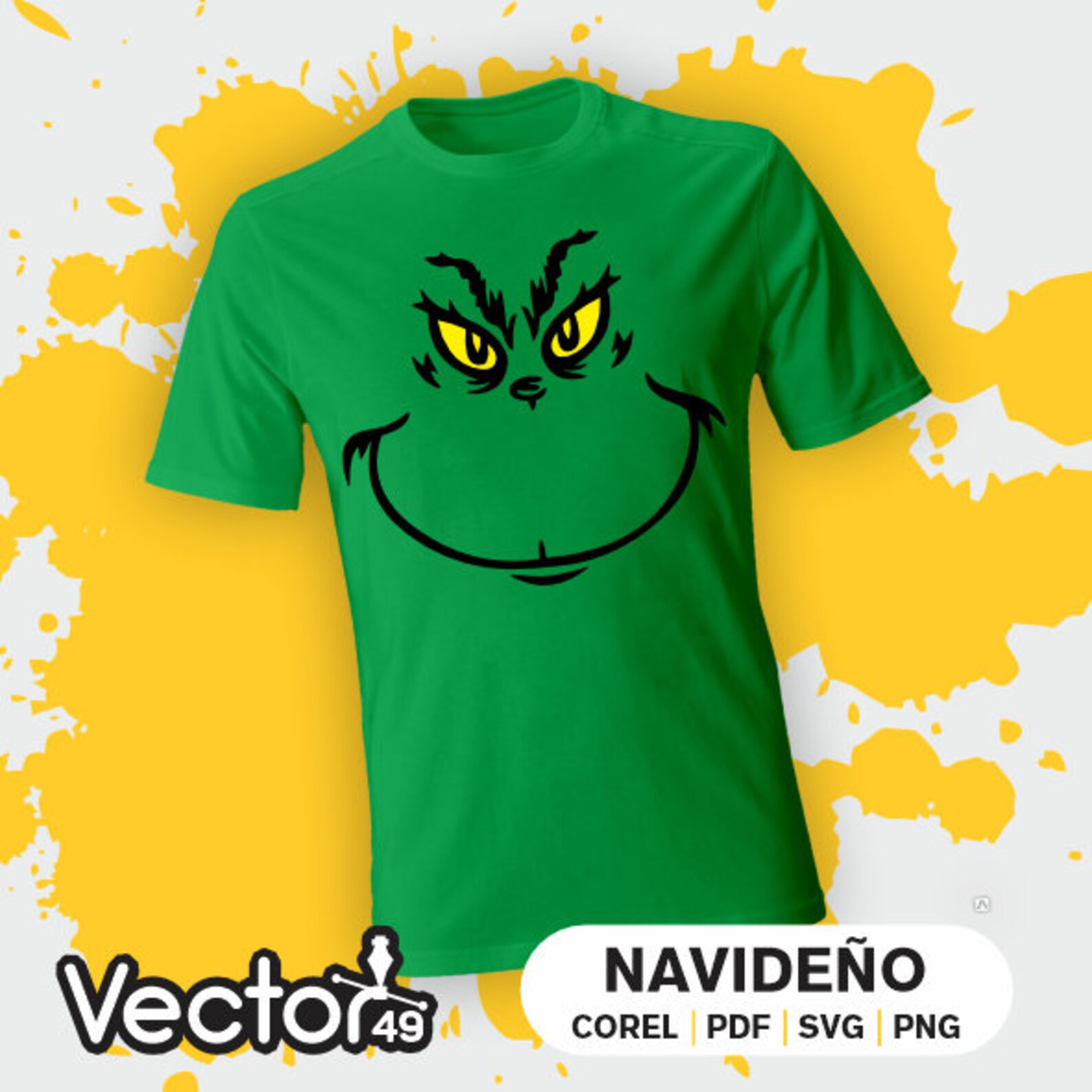 Grinch Cara Svg, Camiseta Navideña Grinch, La Camiseta Grinch, Grinch ...