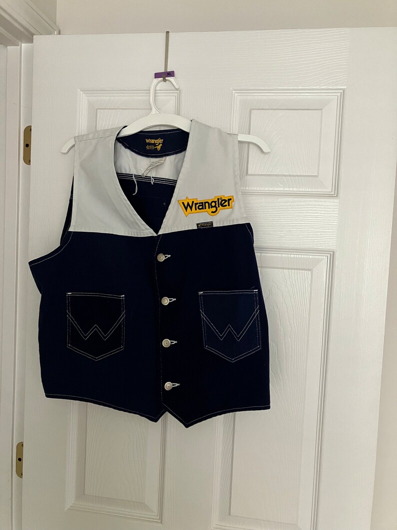 USA Made Vintage 70s Wrangler Men XL Denim Wrangler Patch Cowboy Rodeo ...