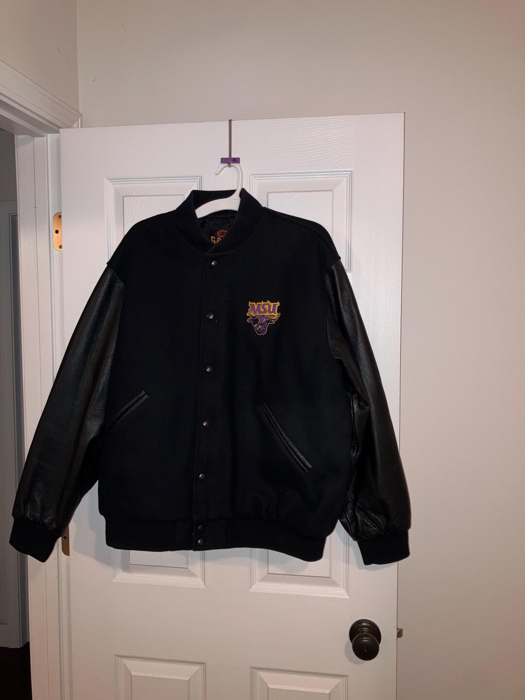 Vintage MSU Minnesota State Mavericks Wool Leather Varsity Letterman ...