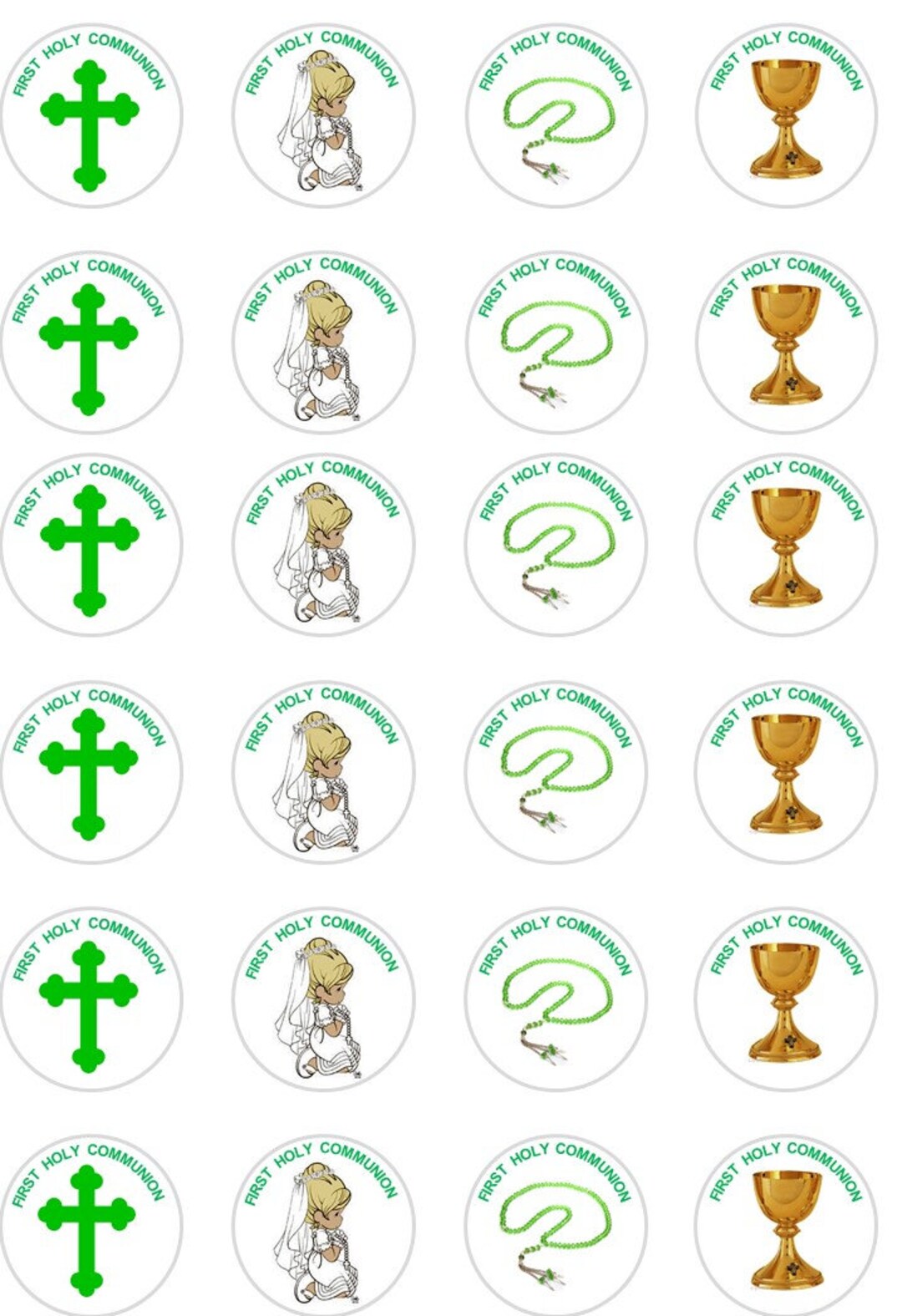 First Holy Communion Green Cupcake Toppers - Rice Wafer Paper - Etsy