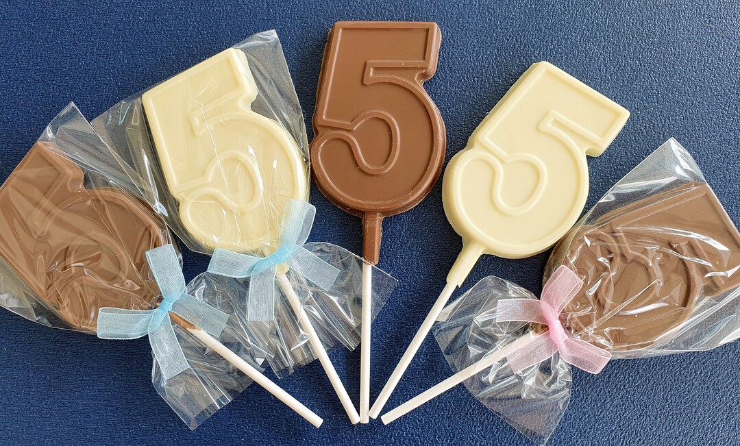 Belgian Chocolate Number 5 Lollipop: 5th Birthday Party Favor - Etsy