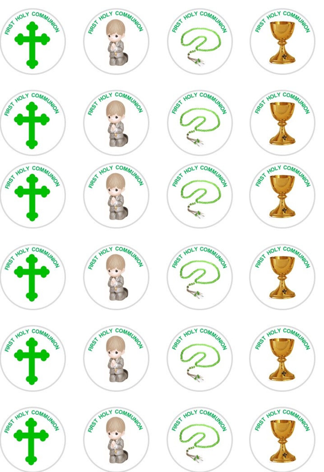 First Holy Communion Cupcake Toppers: Green Rice Wafer Paper (pre Cut ...