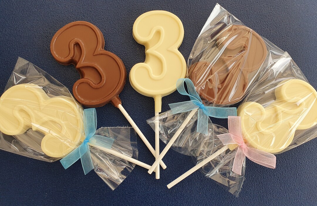 Belgian Chocolate 3rd, 3 Year Old Birthday or Anniversary Lollipops ...