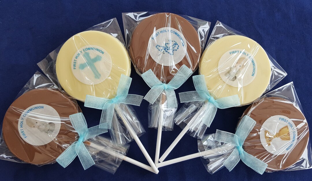 1st Holy Communion Boys Blue Belgian Chocolate Lollipops,favours ...