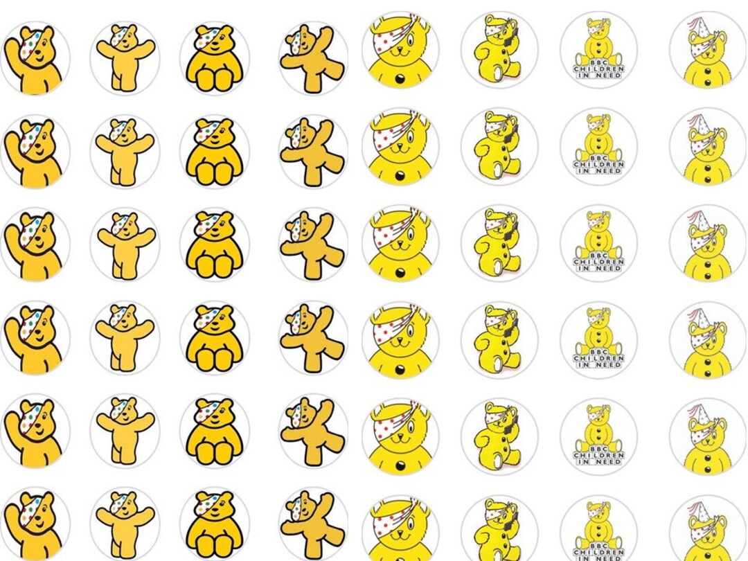 48 Pudsey Bear Cupcake Toppers: Children in Need Rice Paper - Etsy ...