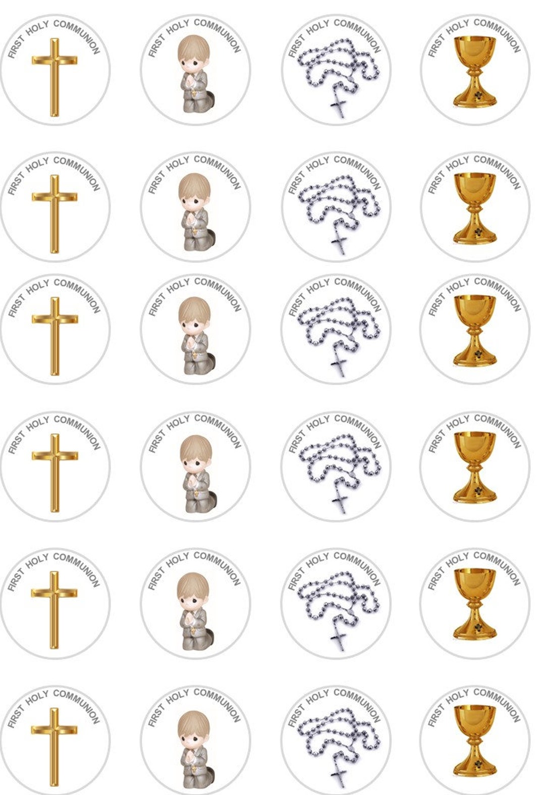 First Holy Communion Cupcake Toppers: Gold & Silver Rice Paper - Etsy UK