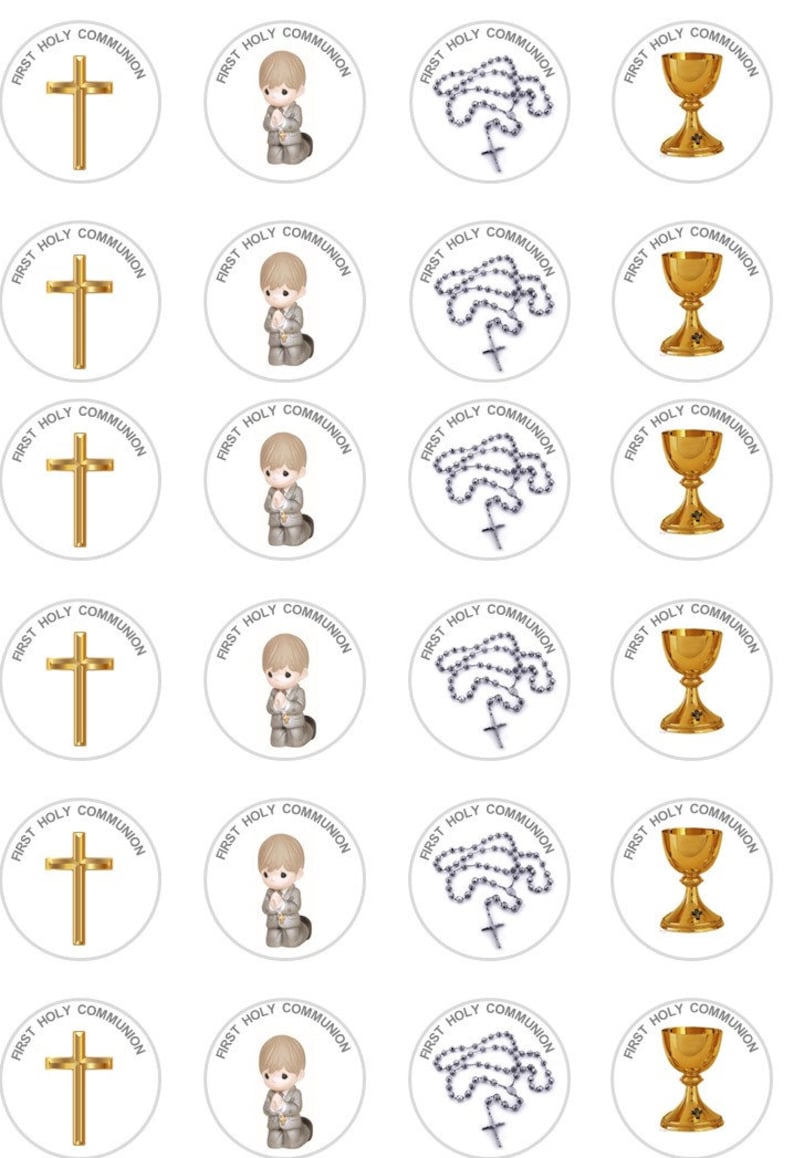 First Holy Communion Cupcake Toppers: Gold & Silver Rice Paper - Etsy UK