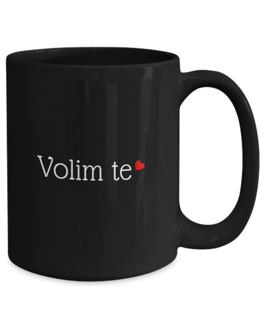 I Love You in Croatian and Serbian With a Heart - Black Ceramic Coffee ...