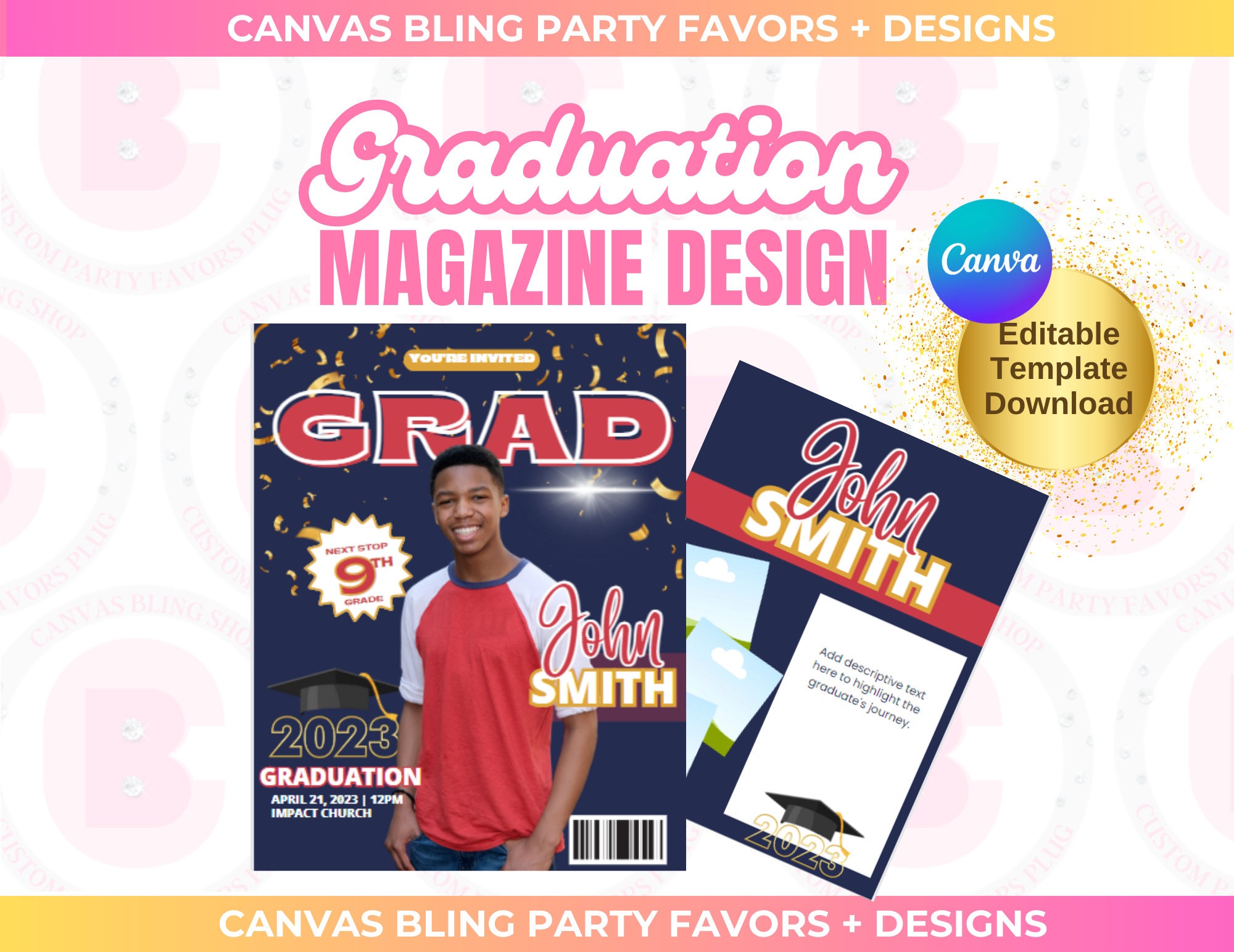 Graduation Magazine Cover Invitation, Graduation Announcement, Classic ...