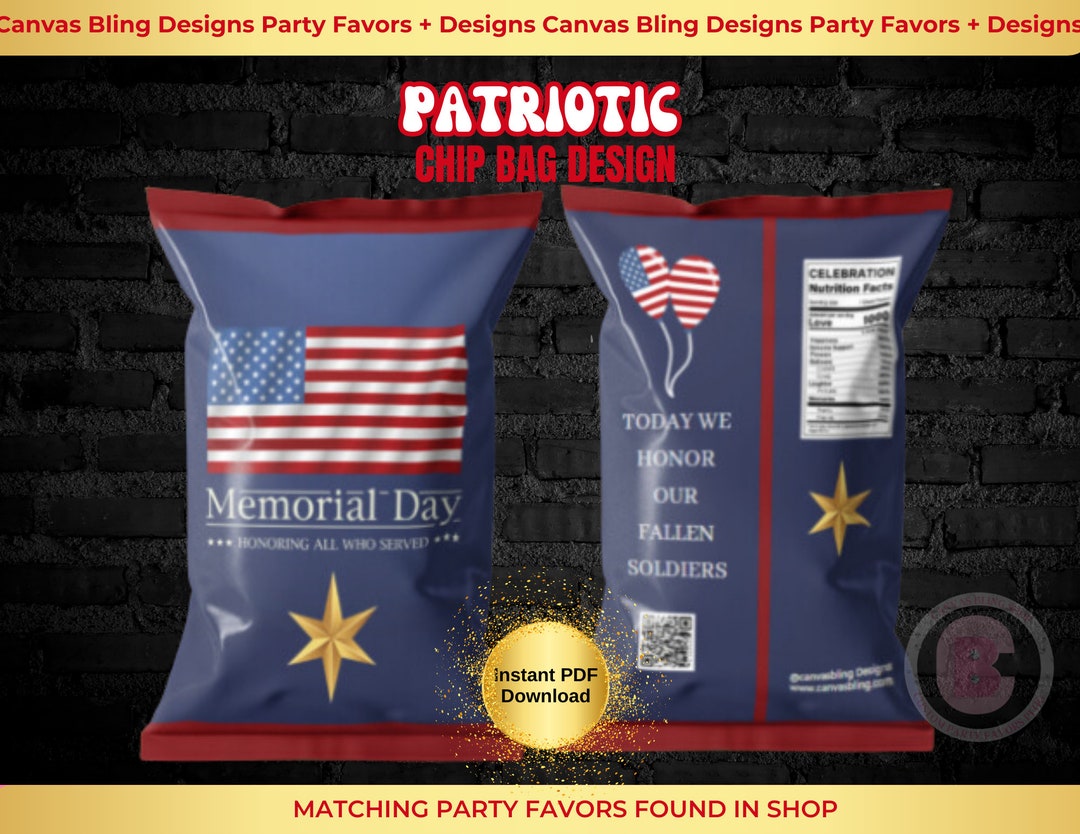 American Flag Themed Chip Bag for Veterans Day | Red White and Blue ...