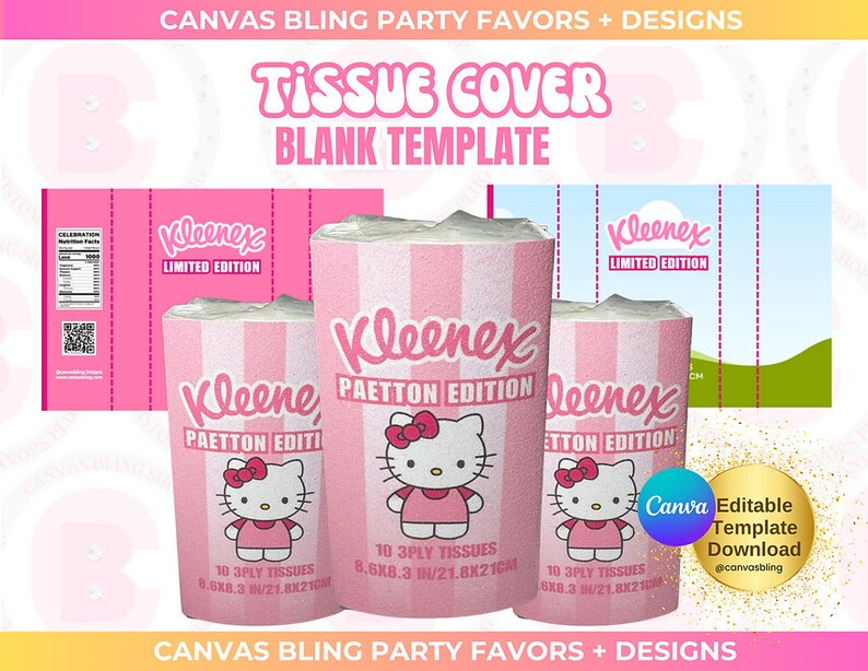 Kleenex Cover Template, Canva Template, Kleenex Party Favor Template - Etsy