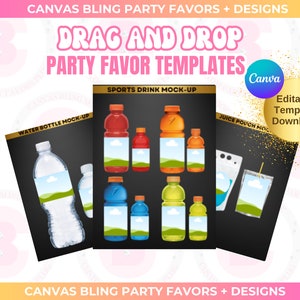 Party Favor Drag and Drop Mock-up Template Bundle, Canva Mock-up ...