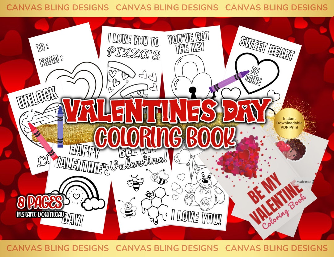 Valentine's Day Coloring Book and Pages | Instant PDF Download ...