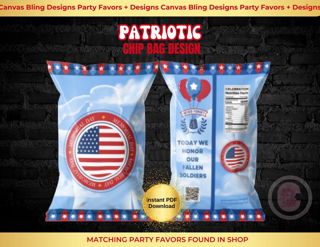 American Flag Themed Chip Bag for Veterans Day | Red White and Blue ...