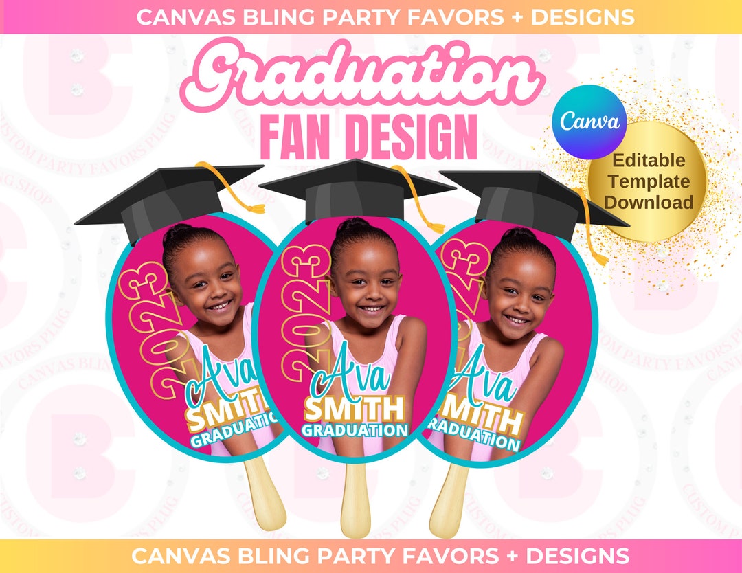 Graduation Fan Editable Oval Template - Etsy