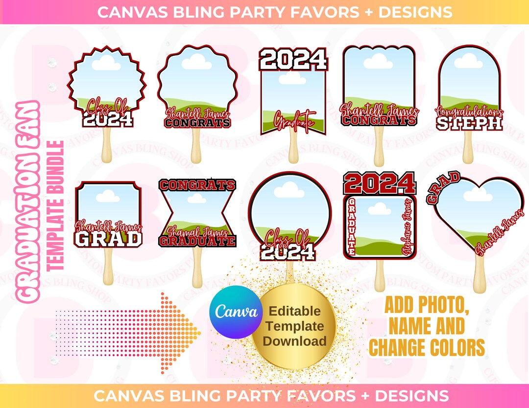 Graduation Fan Editable Template Bundle - Etsy
