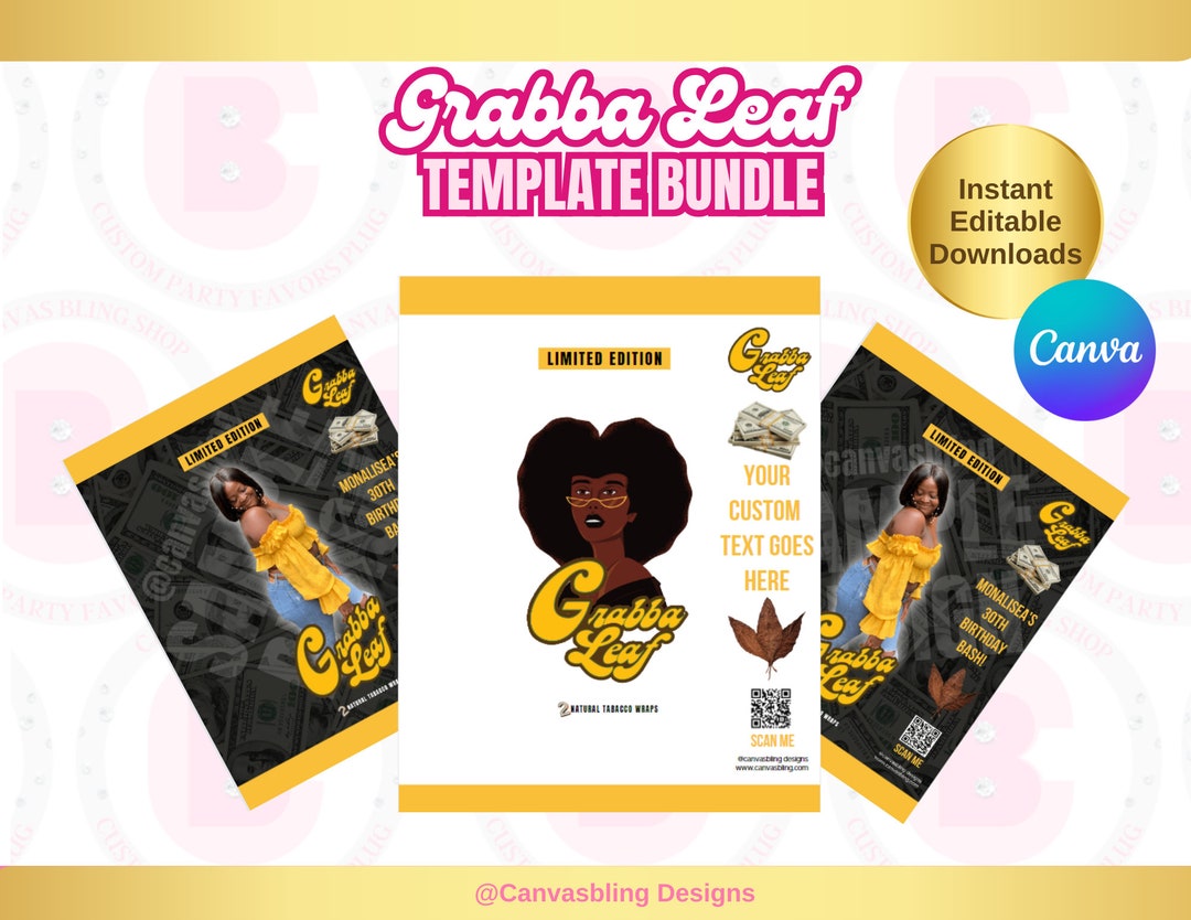 Grabba Editable Template | ADULT Custom DIGITAL FILE Single Grabba Leaf ...
