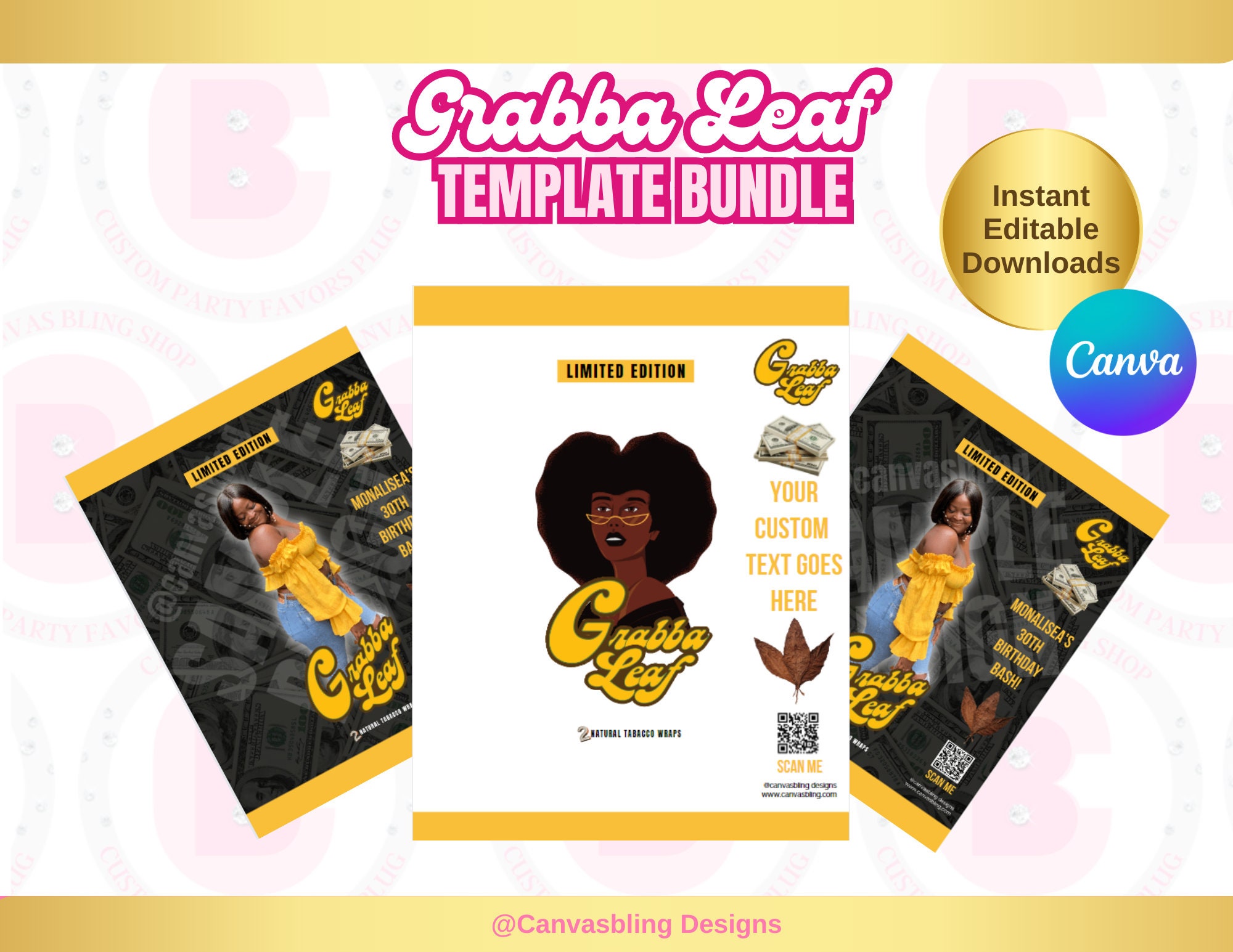 Grabba Editable Template | ADULT Custom DIGITAL FILE Single Grabba Leaf ...