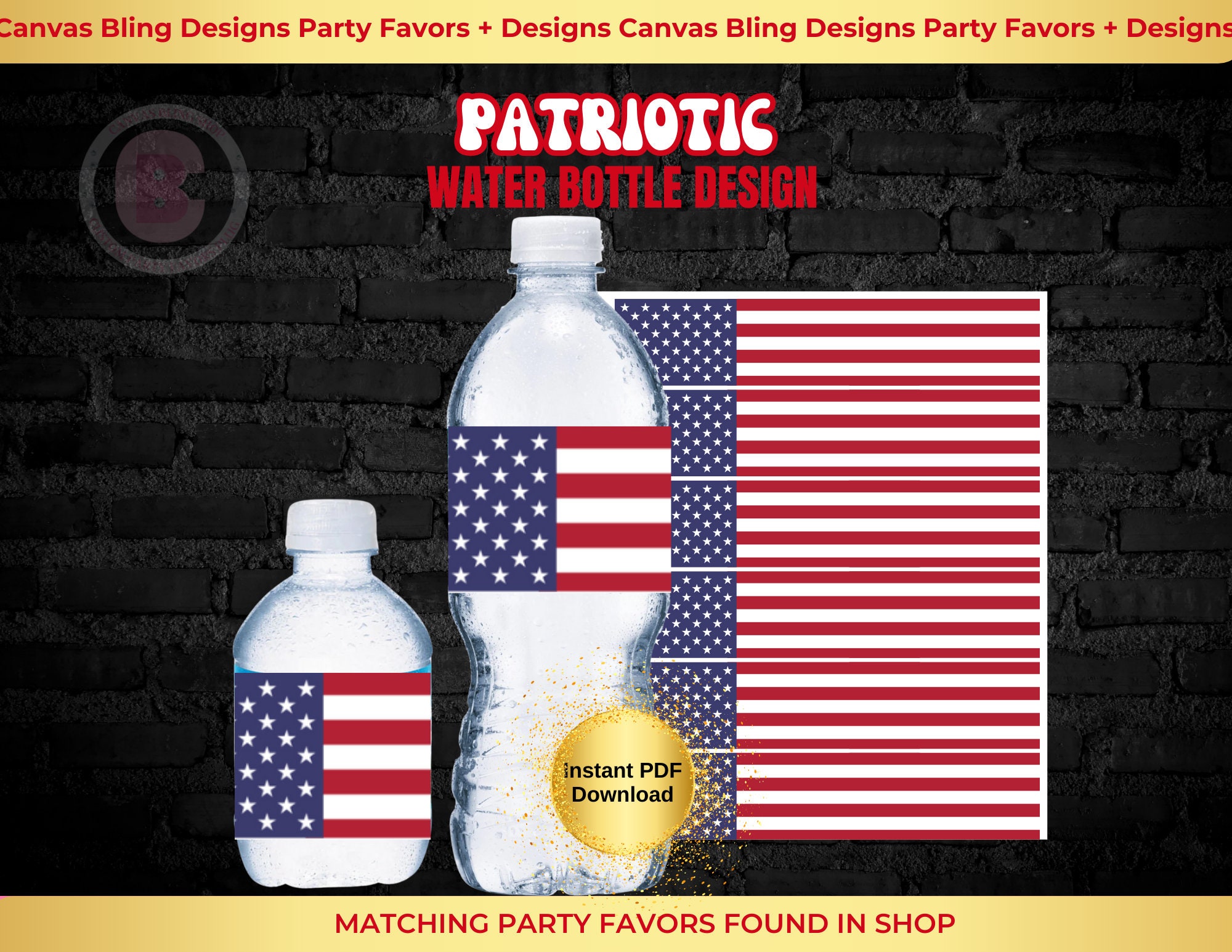 American Flag Themed Water Bottle Labels for Veterans Day | Red White ...