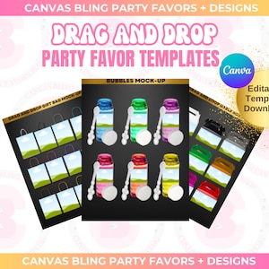 Party Favor Drag and Drop Mock-up Template Bundle, Canva Mock-up ...