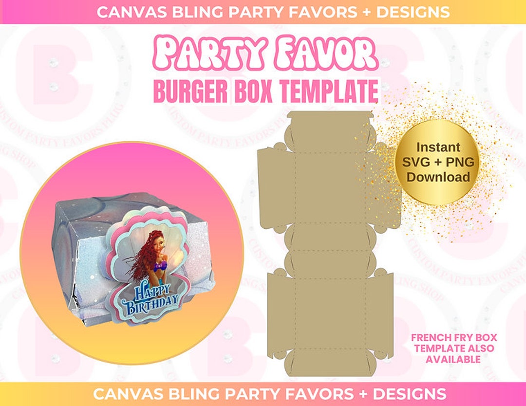 Burger Box Template, Mini Burger Box SVG , Slider Box Template, Party ...