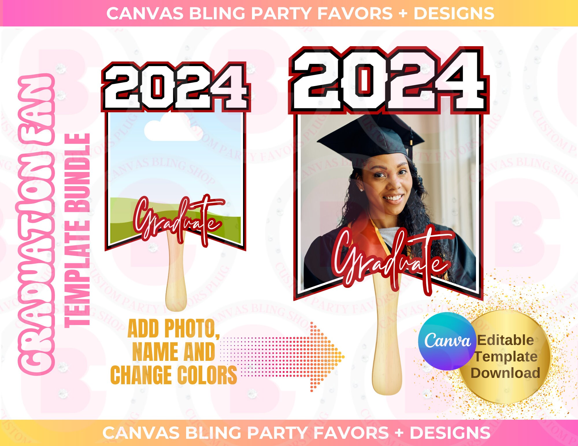 Graduation Fan Editable Template Bundle - Etsy