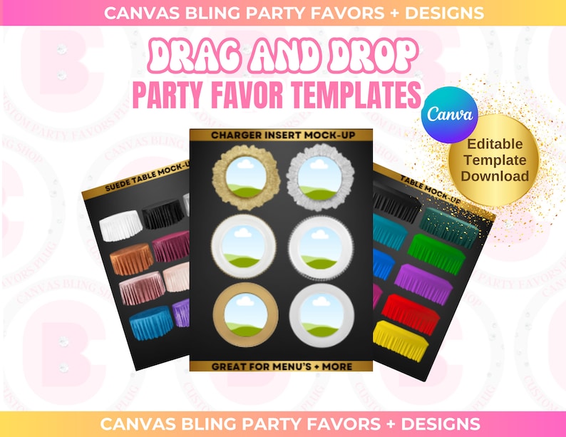 Party Favor Drag and Drop Mock-up Template Bundle, Canva Mock-up ...
