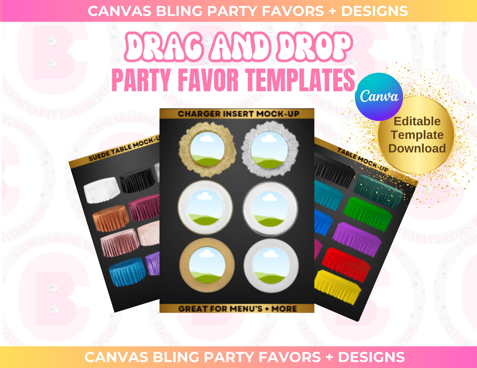Party Favor Drag and Drop Mock-up Template Bundle, Canva Mock-up ...