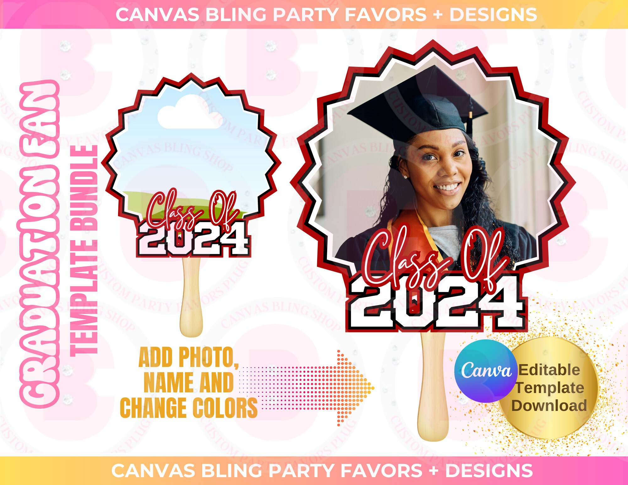 Graduation Fan Editable Template Bundle - Etsy