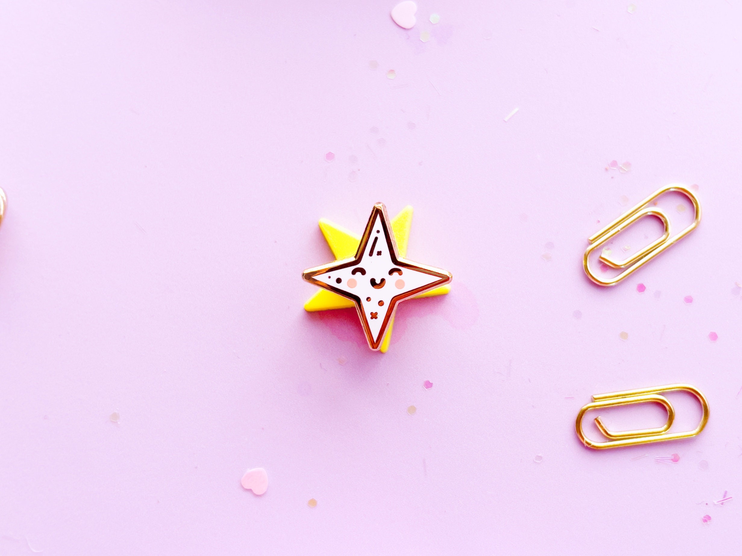 Mini Set of Star and Sparkle Hard Enamel Pins in White Cute - Etsy