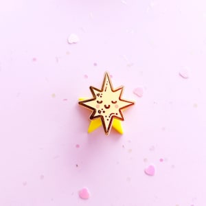 Mini Set of Star and Sparkle Hard Enamel Pins in Yellow | Cute Dreamy ...