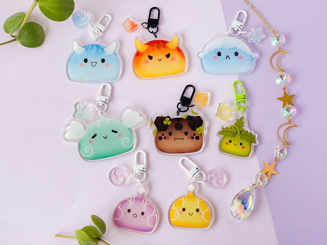 Genshin Impact Element Slime Keychains | Cute Accessory for Keys & Ita ...