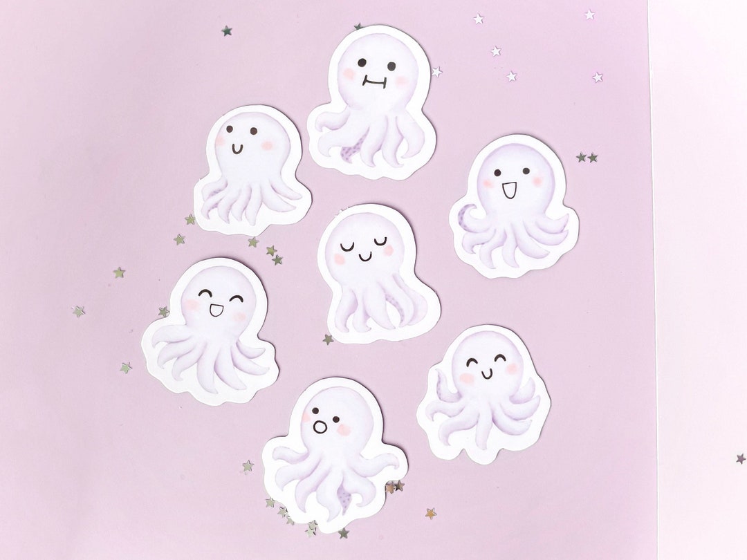 Cute Octopus Sticker Set / Sticker Pack Waterproof Glossy & Holographic ...