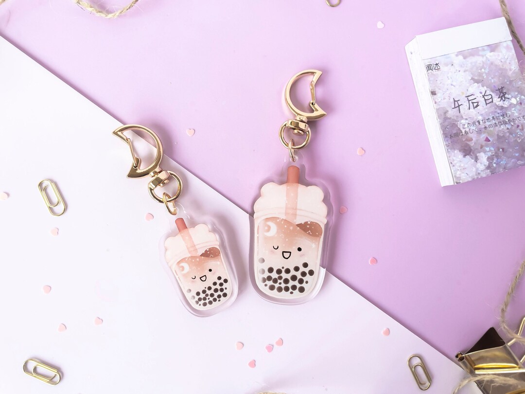 Suger Bear Boba Tea Keychain / Clear Double Sided Acrylic Charm, Cute ...