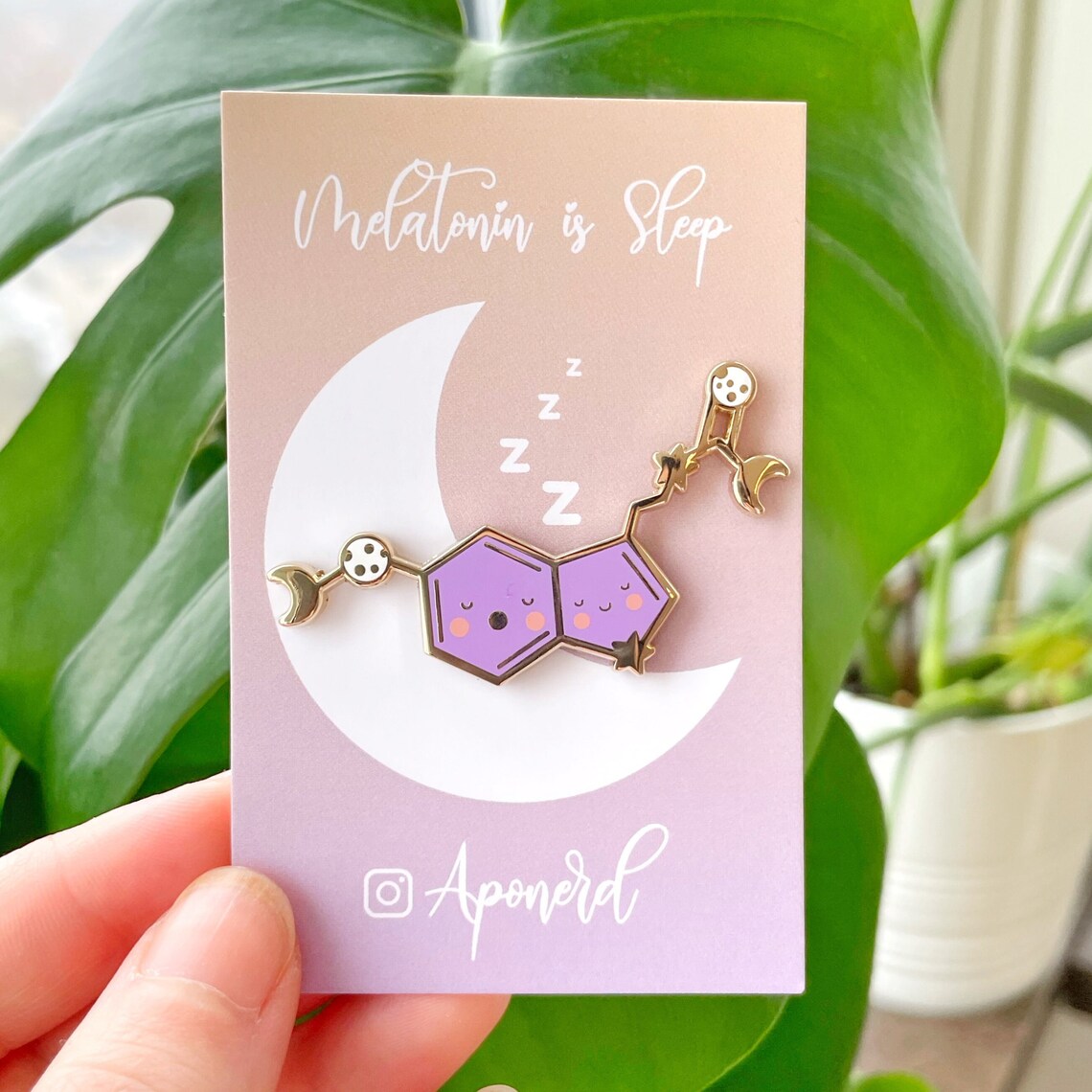 Melatonin is Sleep Pastel Hard Enamel Pin / Caffein Molecule - Etsy
