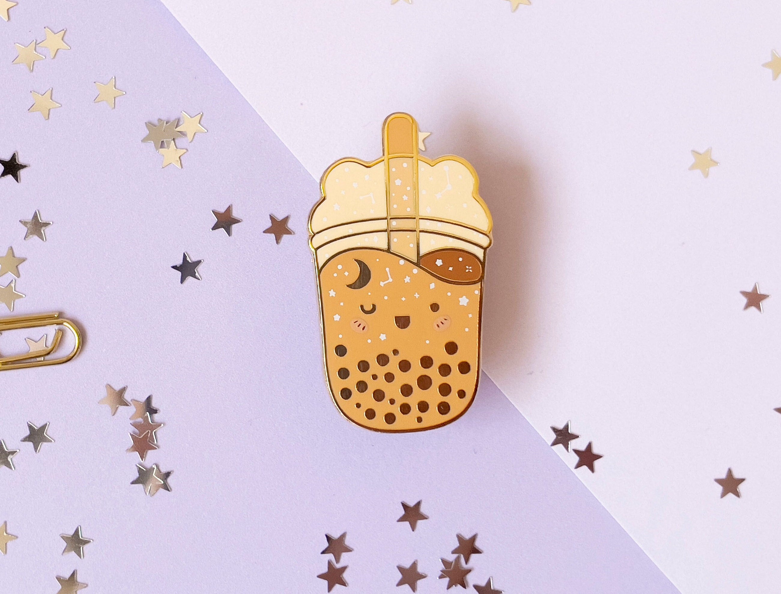 Brown Suger Bear Boba Tea Hard Enamel Pins From the Cute Bubble Tea ...