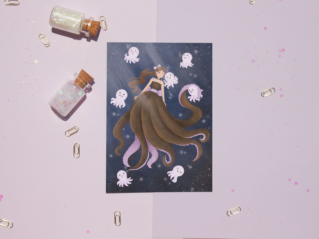 Octopus Mermaid Art Print | Poster | Mermay | Dreamy Illustration ...