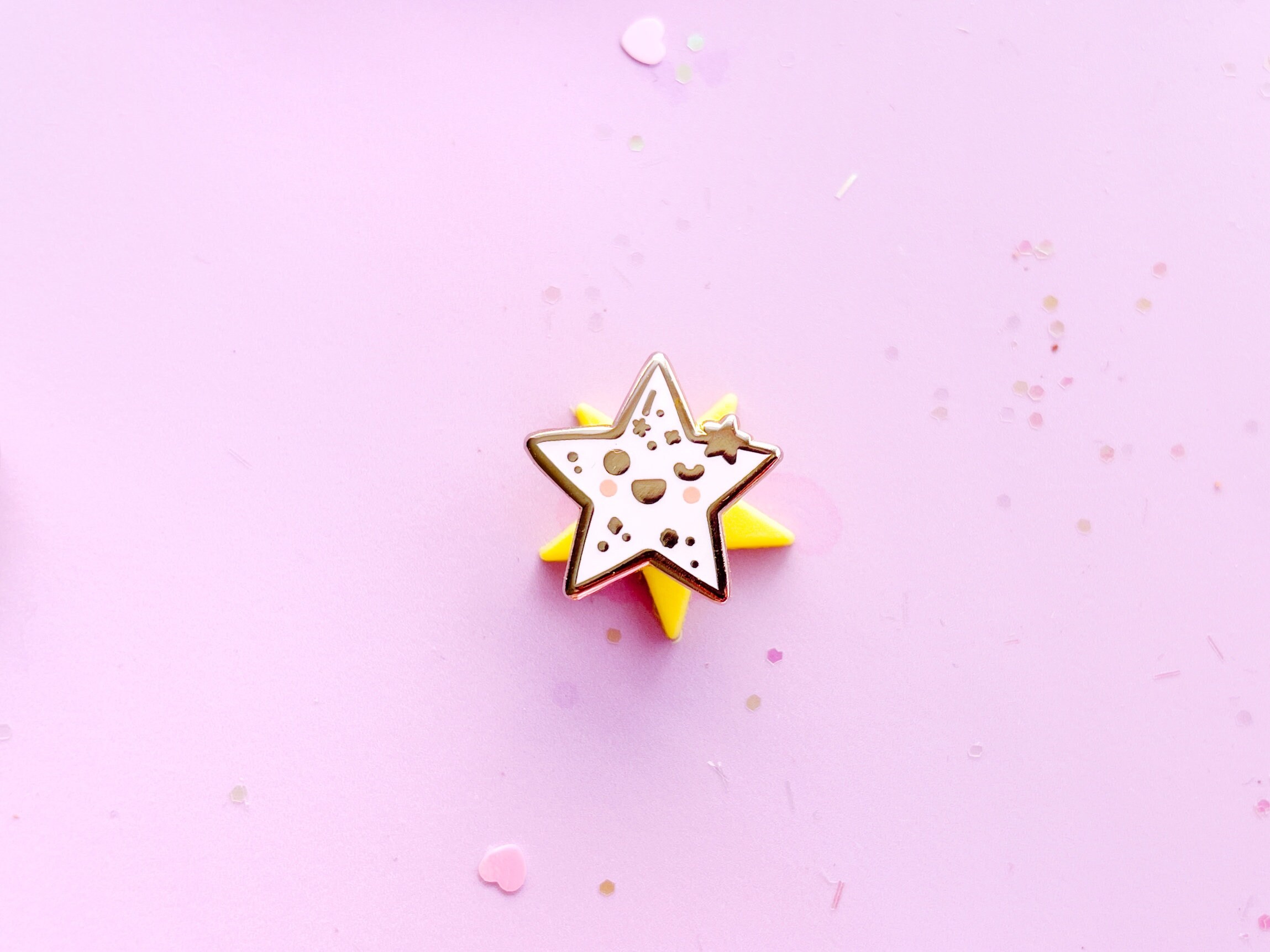Mini Set of Star and Sparkle Hard Enamel Pins in White Cute - Etsy