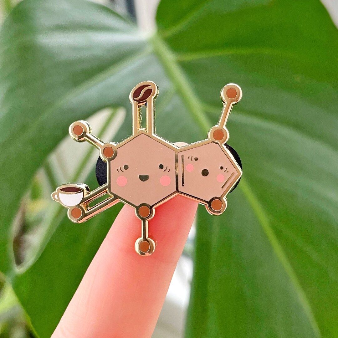 Caffein is Coffee Pastel Hard Enamel Pin | Caffein Molecule Pin ...