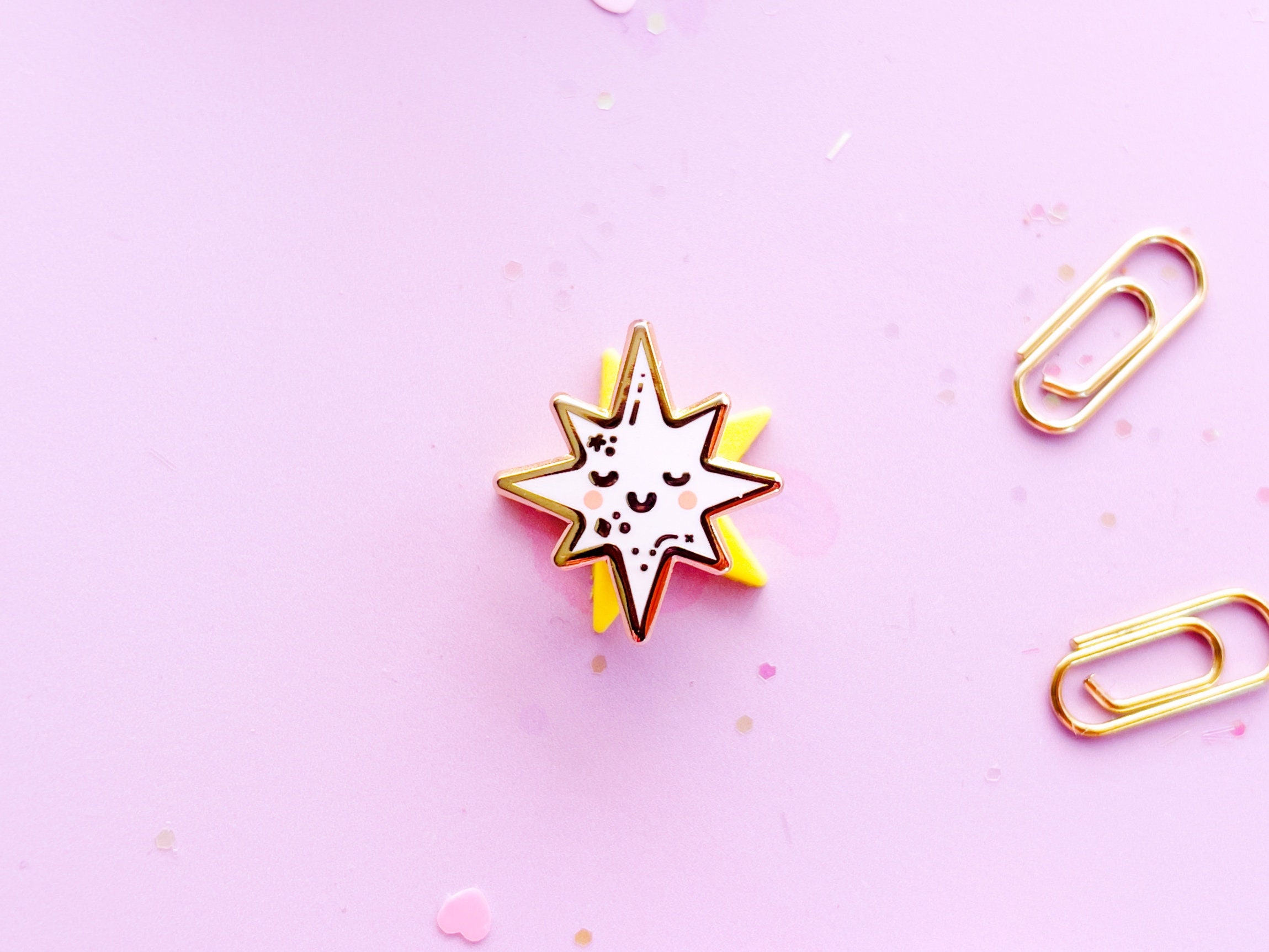 Mini Set of Star and Sparkle Hard Enamel Pins in White Cute - Etsy