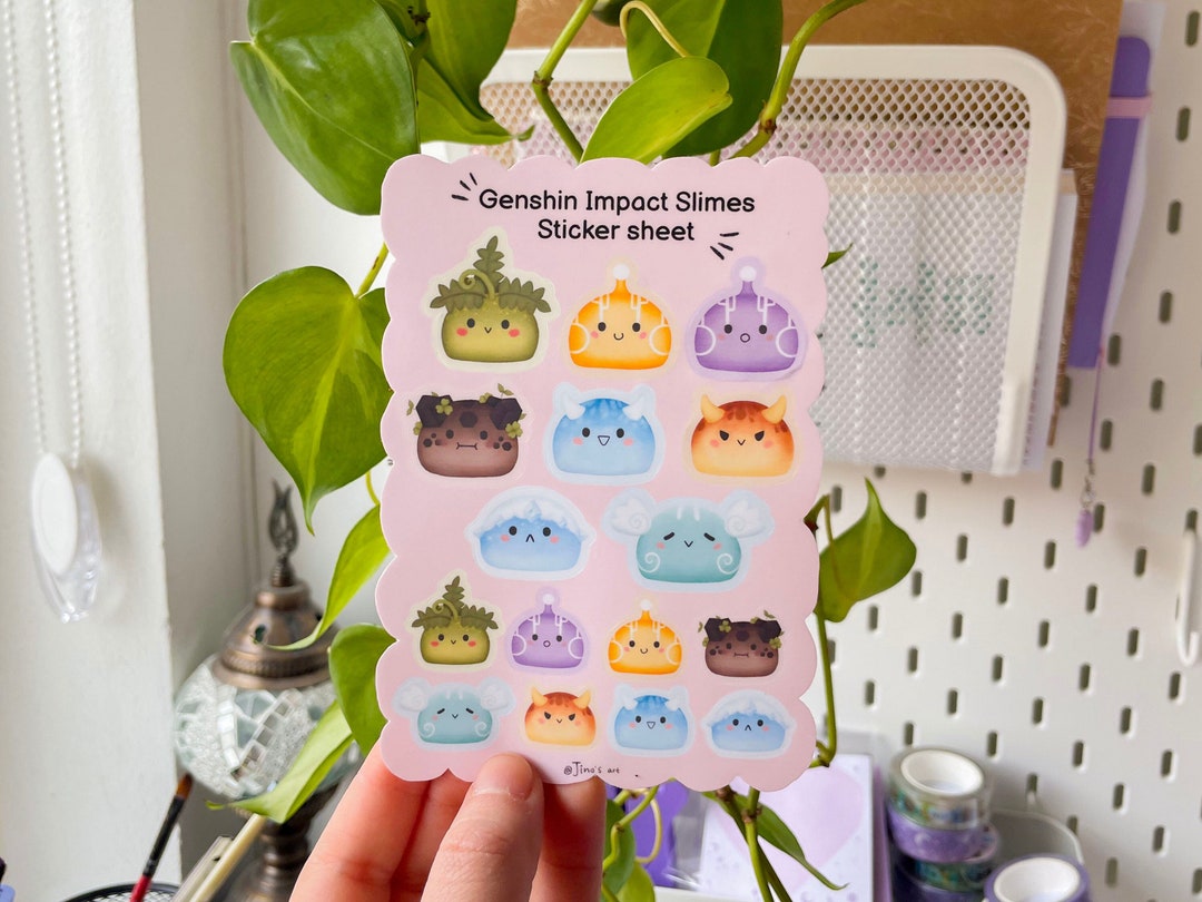 Genshin Impact Element Slime Sticker Sheet | Waterproof Vinyl Matt ...