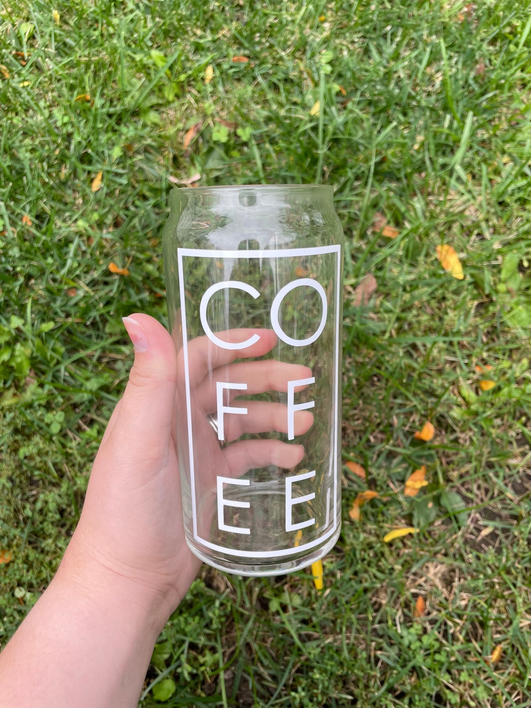 Boho Coffee Glass Can Cup , Iced Coffee Glass Cup, Coffee Cup ...