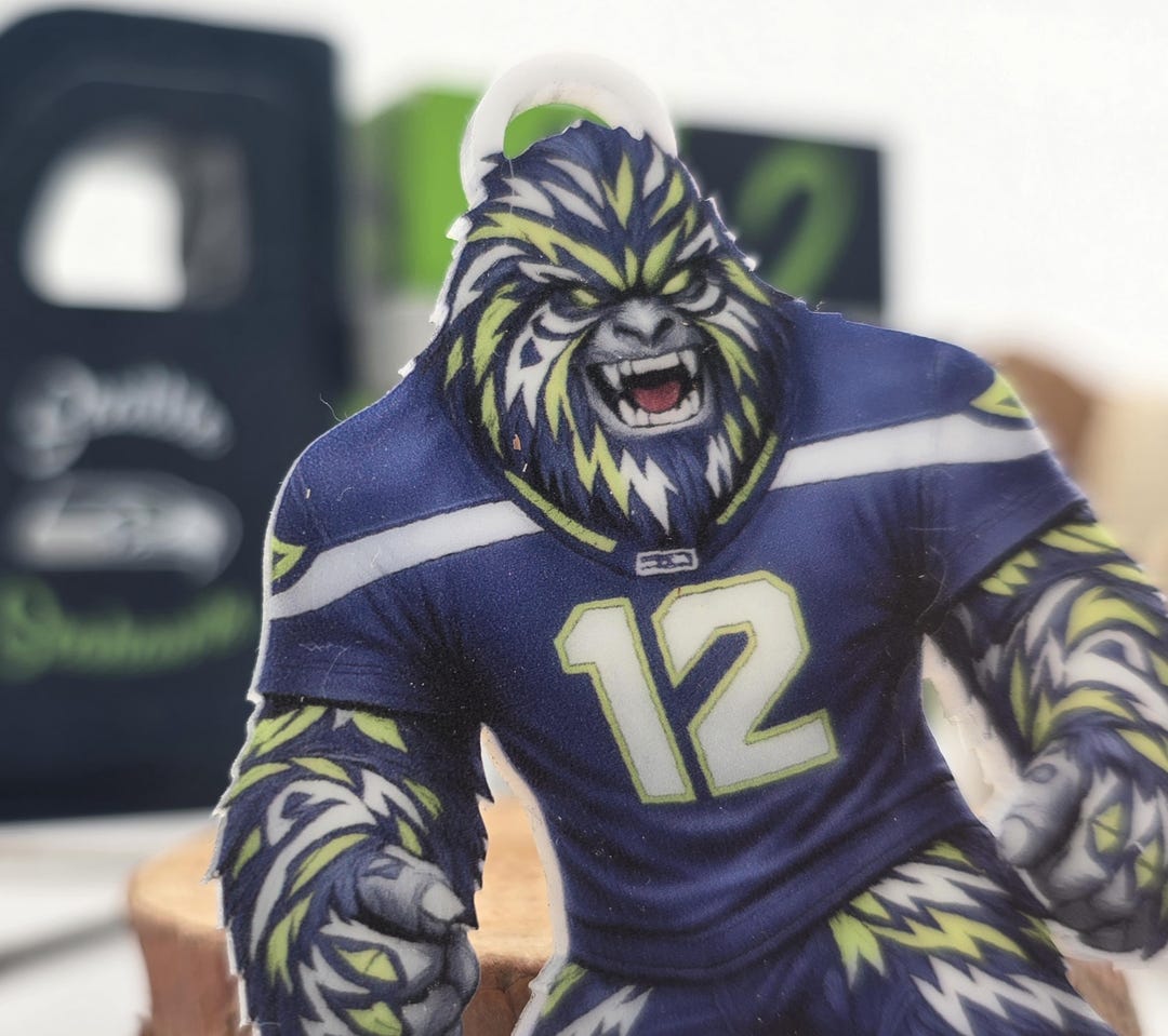 Seattle Seahawks Sasquatch White Acrylic UV Resin Ink Keychain-pendent ...