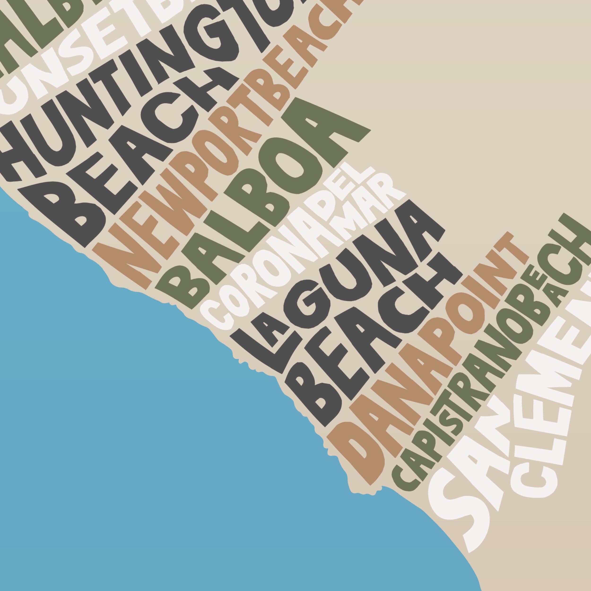 Map of Orange County | Beach Towns | Digital Download - Etsy