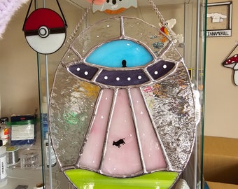 UFO Simple Stained Glass Pattern Pdf Digital File Stained Glass Flying ...