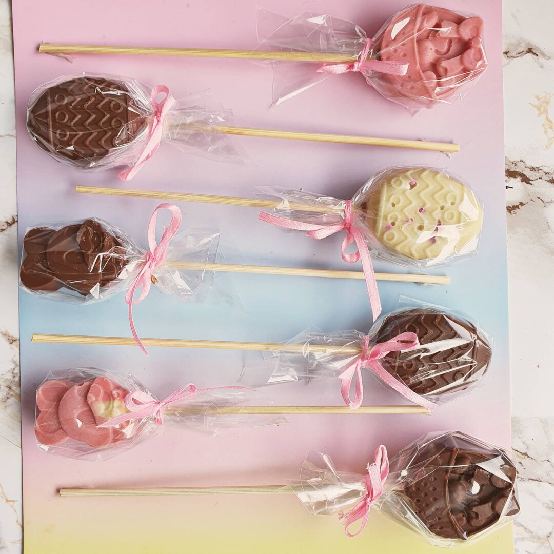 Handmade Belgian Chocolate Easter Lollies: Bunny, Egg, Basket - Etsy UK