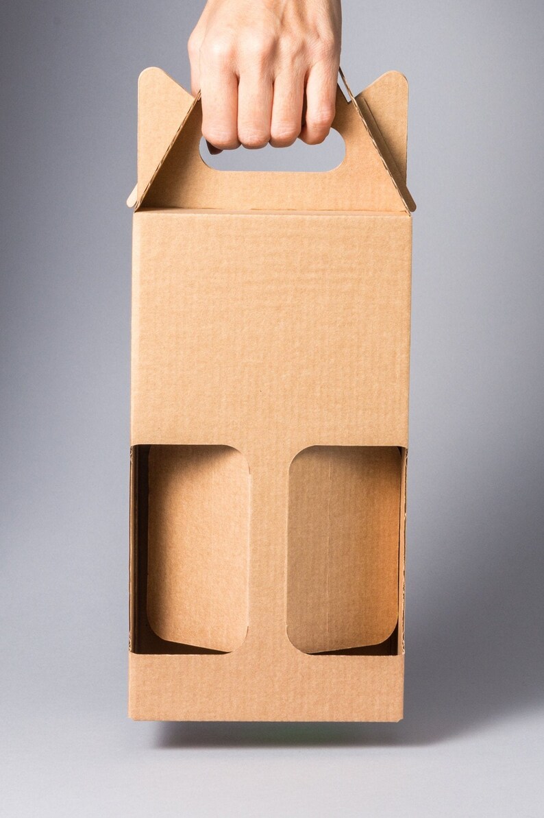 6 Pcs Kraft Carton Beer Bottle Carrier, Holder, Box With Handle, Gift ...